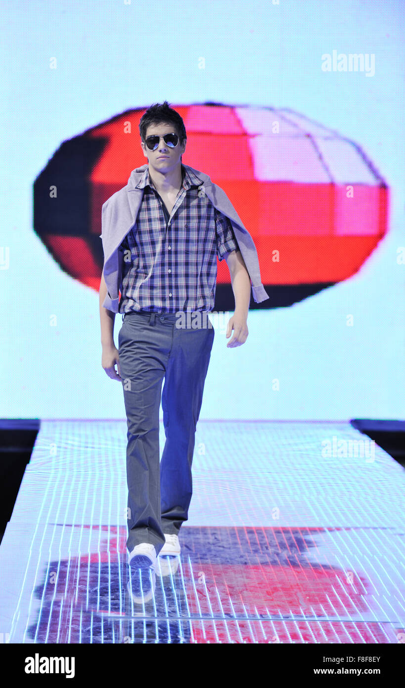 handsome man male model at fashion show stage event Stock Photo - Alamy