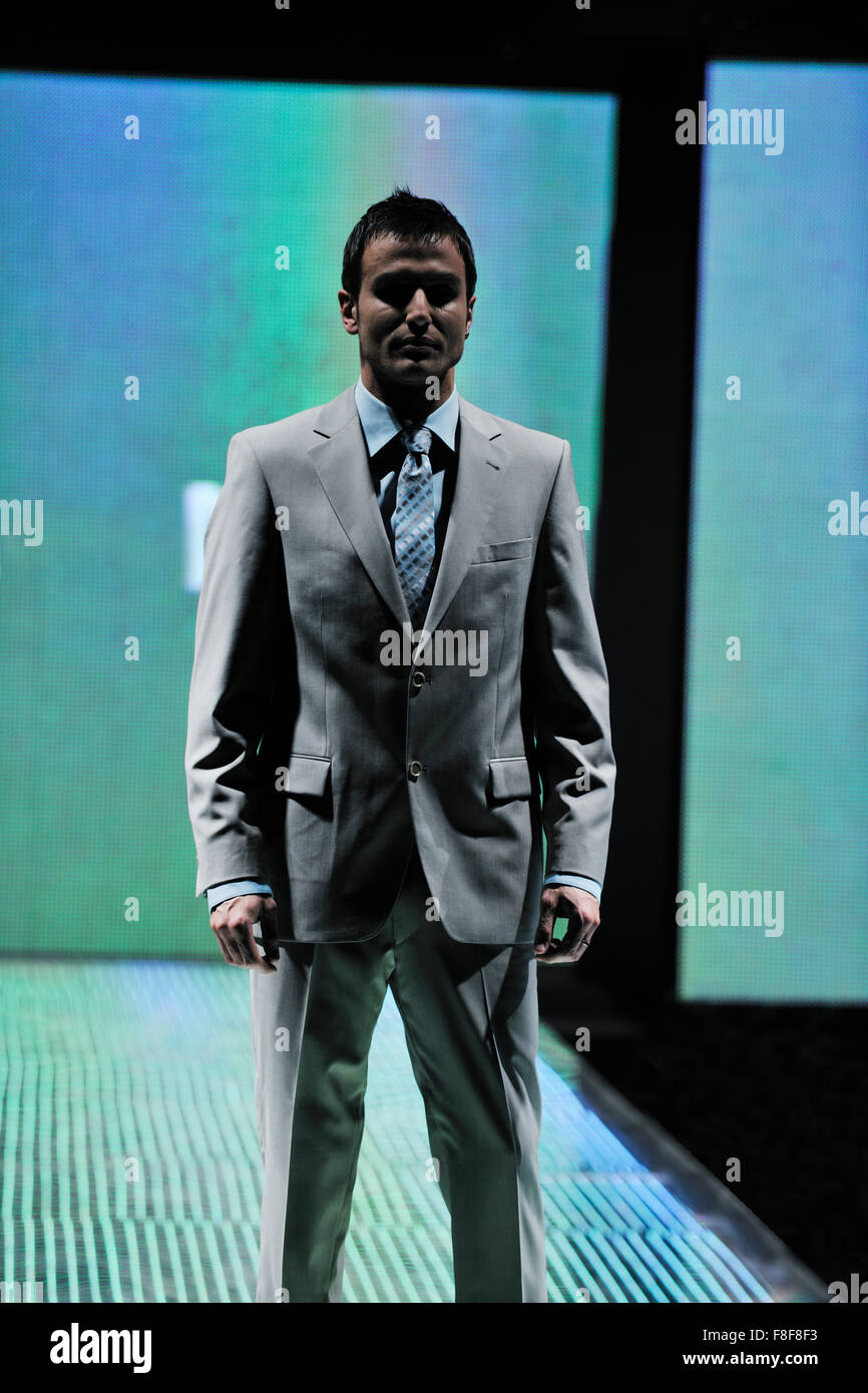 handsome man male model at fashion show stage event Stock Photo - Alamy