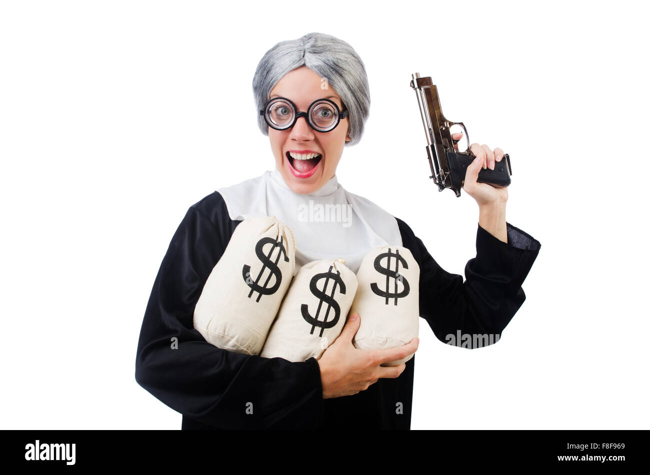 Comic nun isolated on white Stock Photo - Alamy
