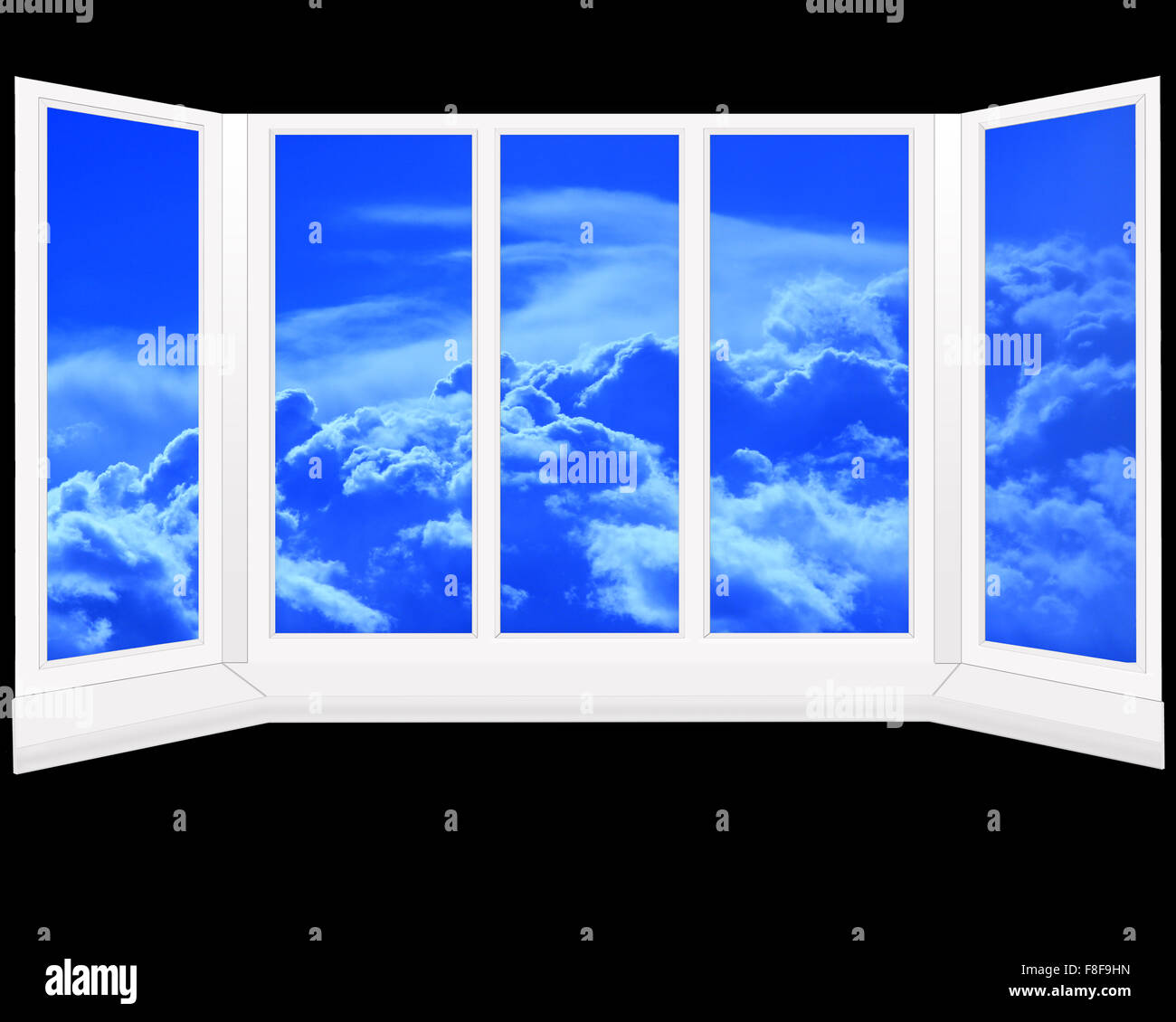 plastic windows overlooking the blue beautiful heaven Stock Photo - Alamy