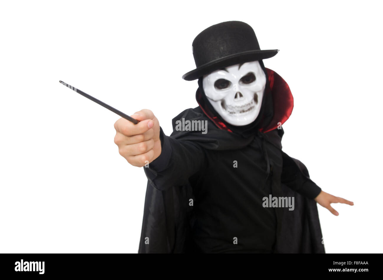 Man in horror costume with mask isolated on white Stock Photo - Alamy