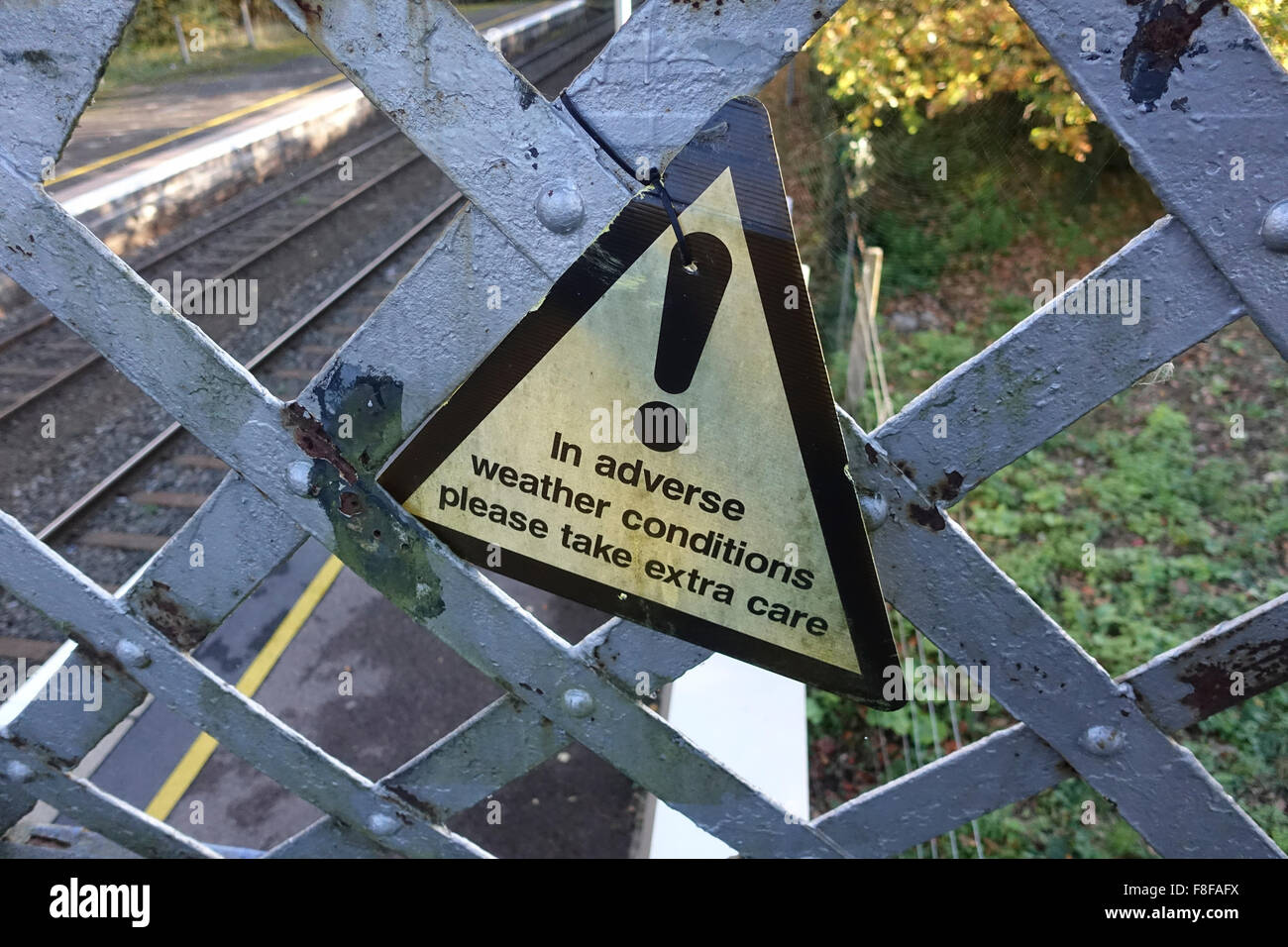 Railway Warning Notice at Kingham Station, Oxfordshire, UK -1 Stock ...