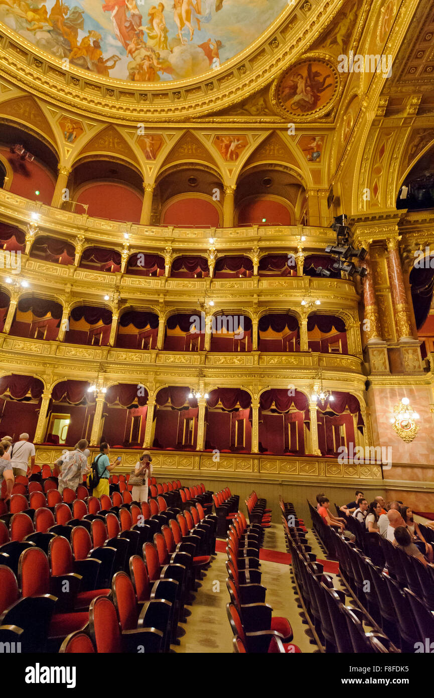 The beautiful auditorium of the Hungarian State Opera House in Budapest ...