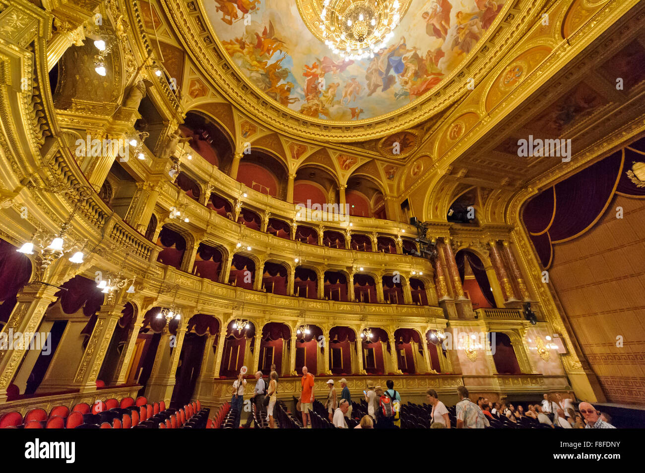 The beautiful auditorium of the Hungarian State Opera House in Budapest ...
