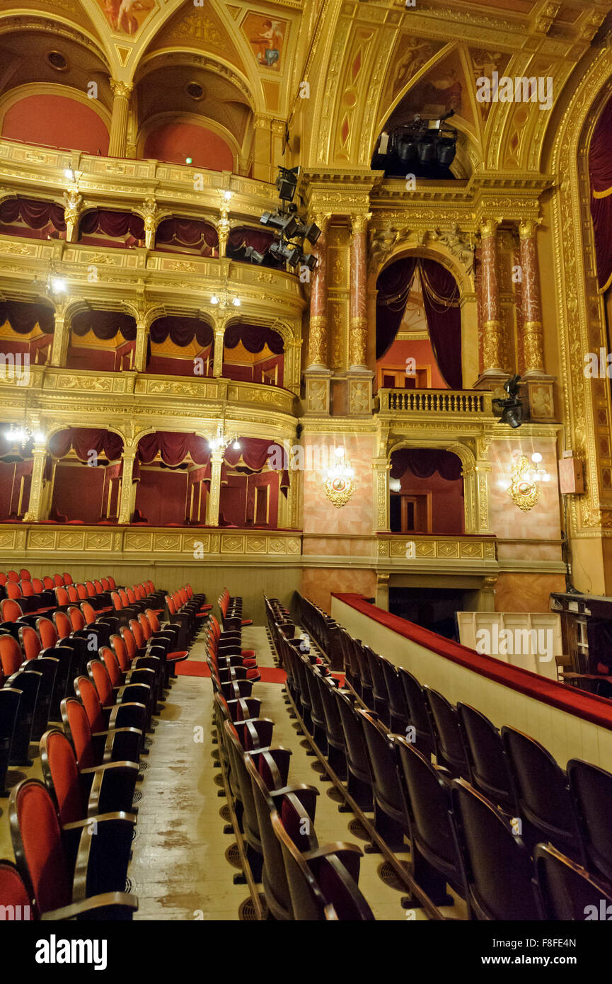 The beautiful auditorium of the Hungarian State Opera House in Budapest ...