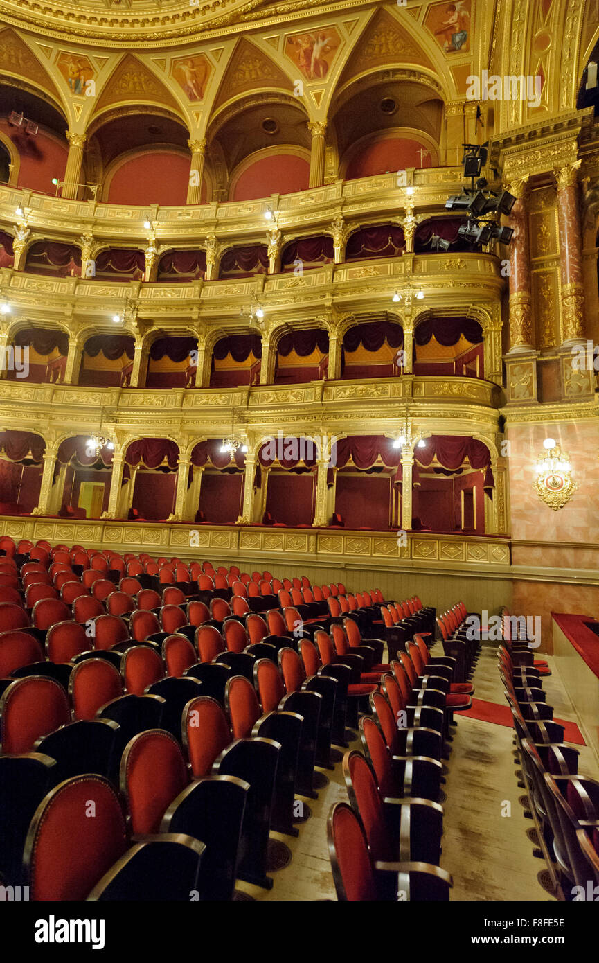 The beautiful auditorium of the Hungarian State Opera House in Budapest ...