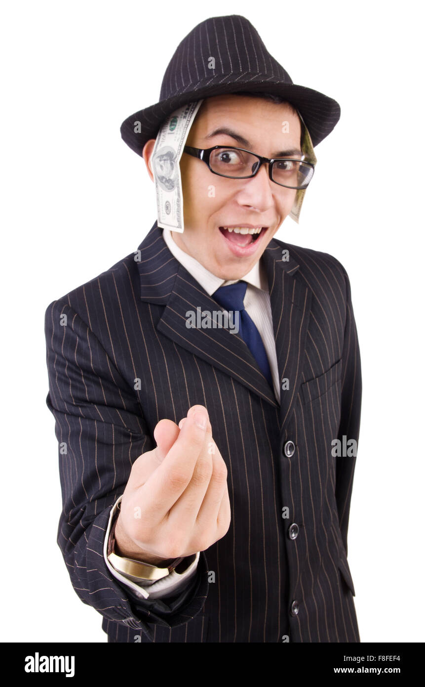 Funny gentleman in striped suit isolated on white Stock Photo - Alamy