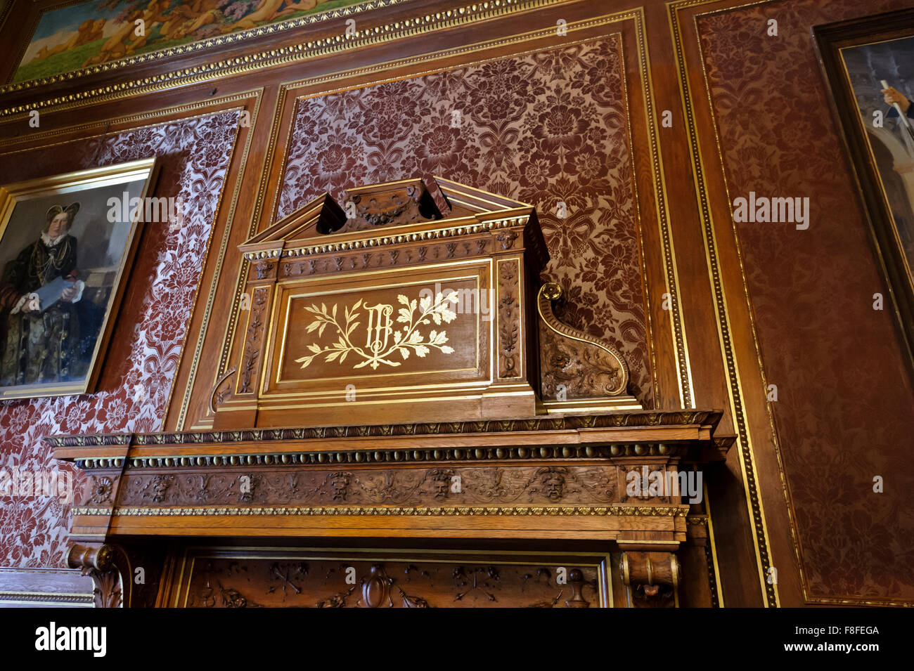 An ornate fireplace at the Hungarian State Opera House in Budapest ...
