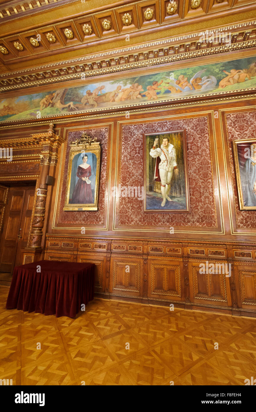 Beautiful paintings on the wall of one of the rooms in the Hungarian ...