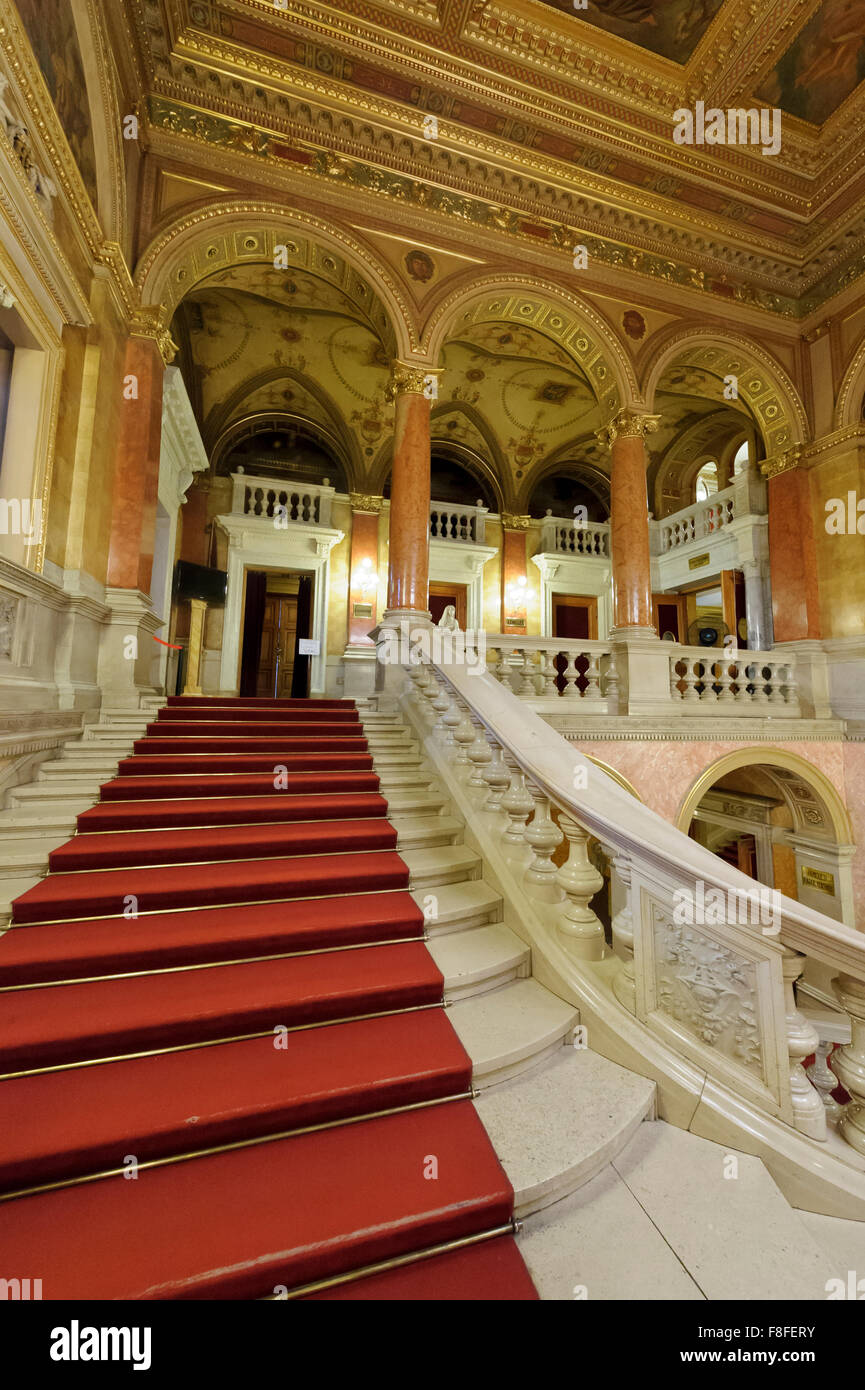 The main staircase inside the Hungarian State Opera House in Budapest ...