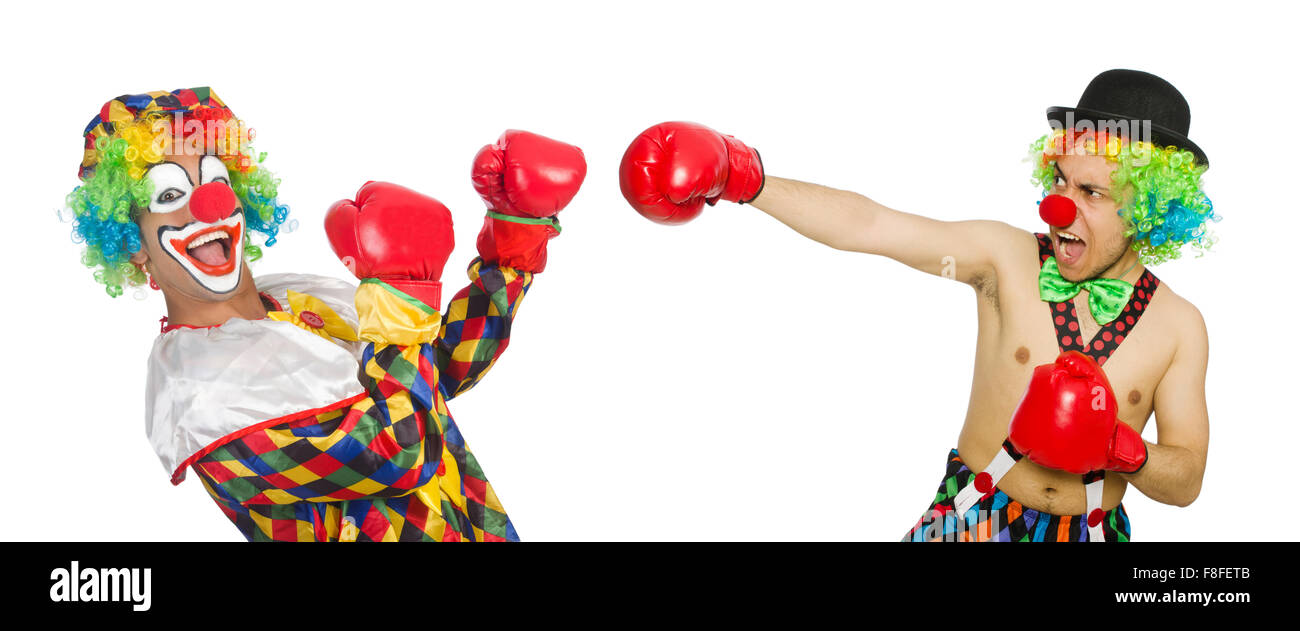Clown with boxing gloves isolated on the white Stock Photo - Alamy