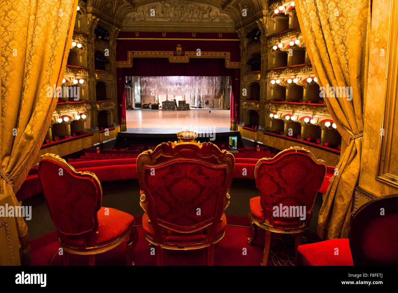 Opera house, view from the royal box in the sumptuous interior of the ...