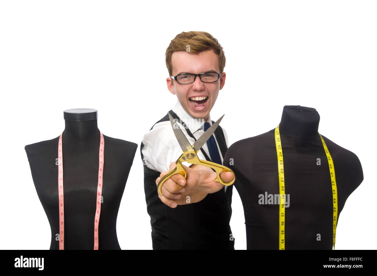 Young male tailor isolated on white Stock Photo - Alamy