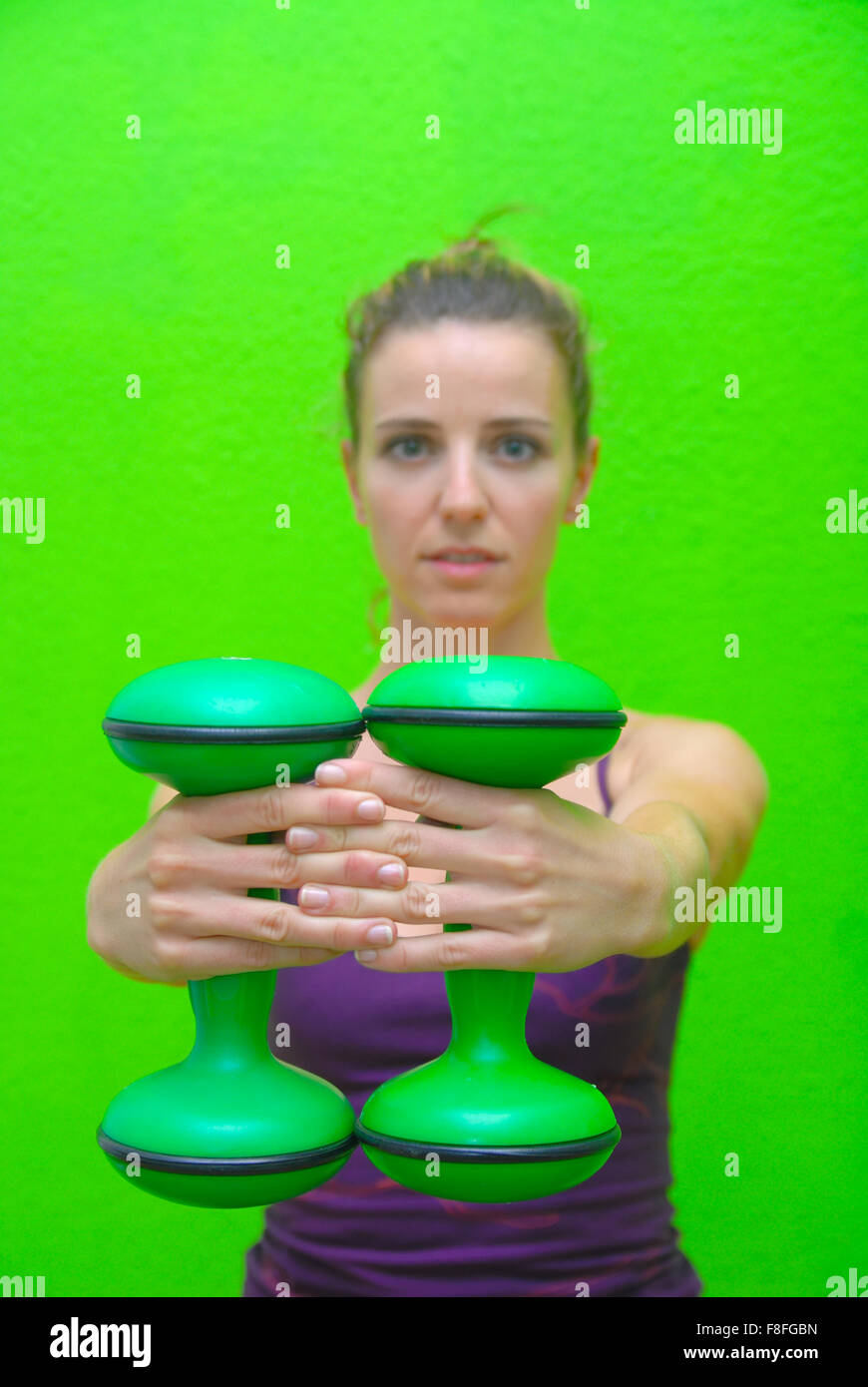 fitness training with dumbbell Stock Photo - Alamy