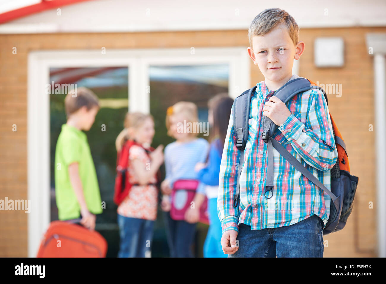 Children outside school building backpack hi-res stock photography and ...