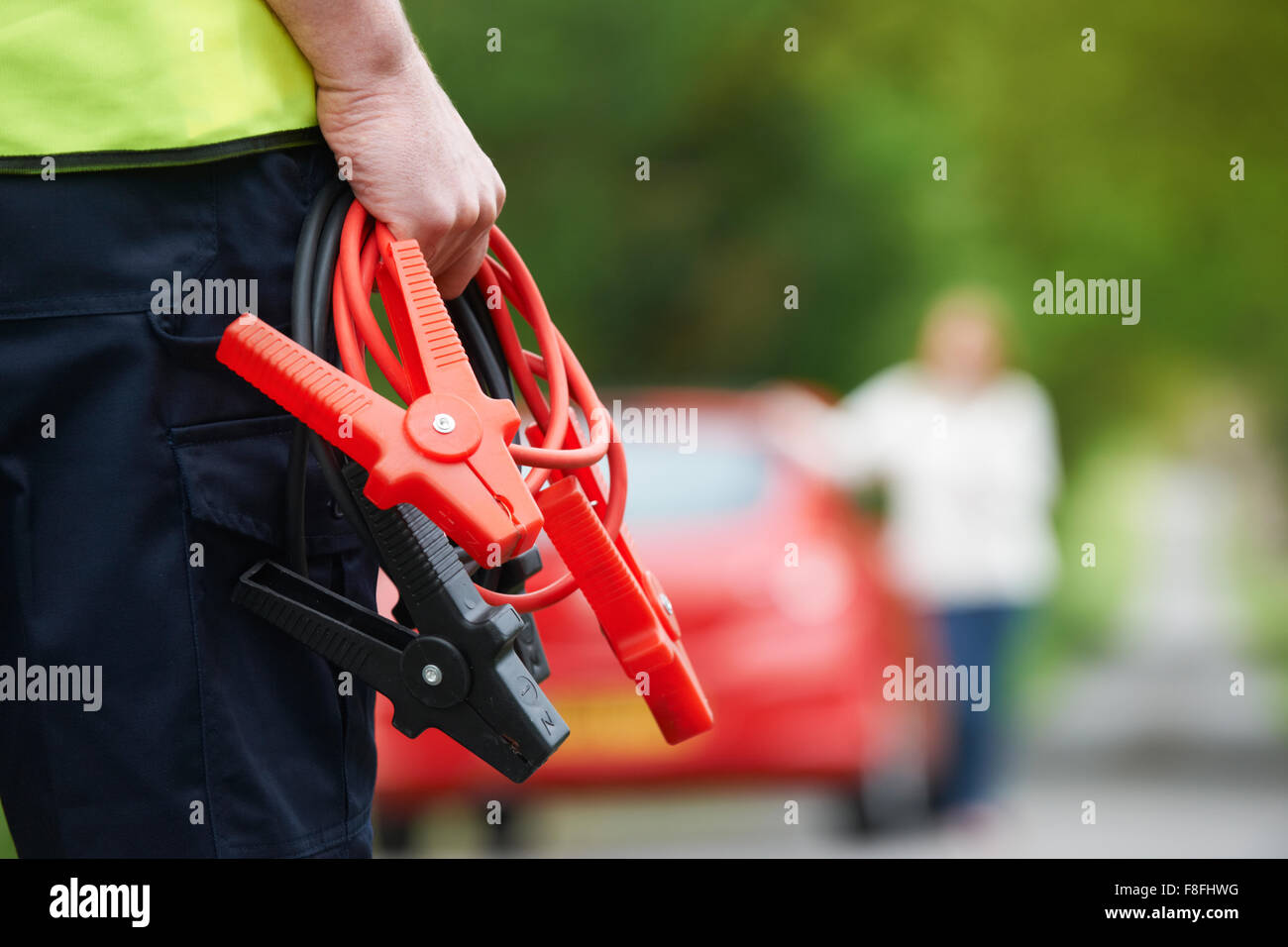 Mechanic Attending Car Breakdown On Country Road Stock Photo - Alamy