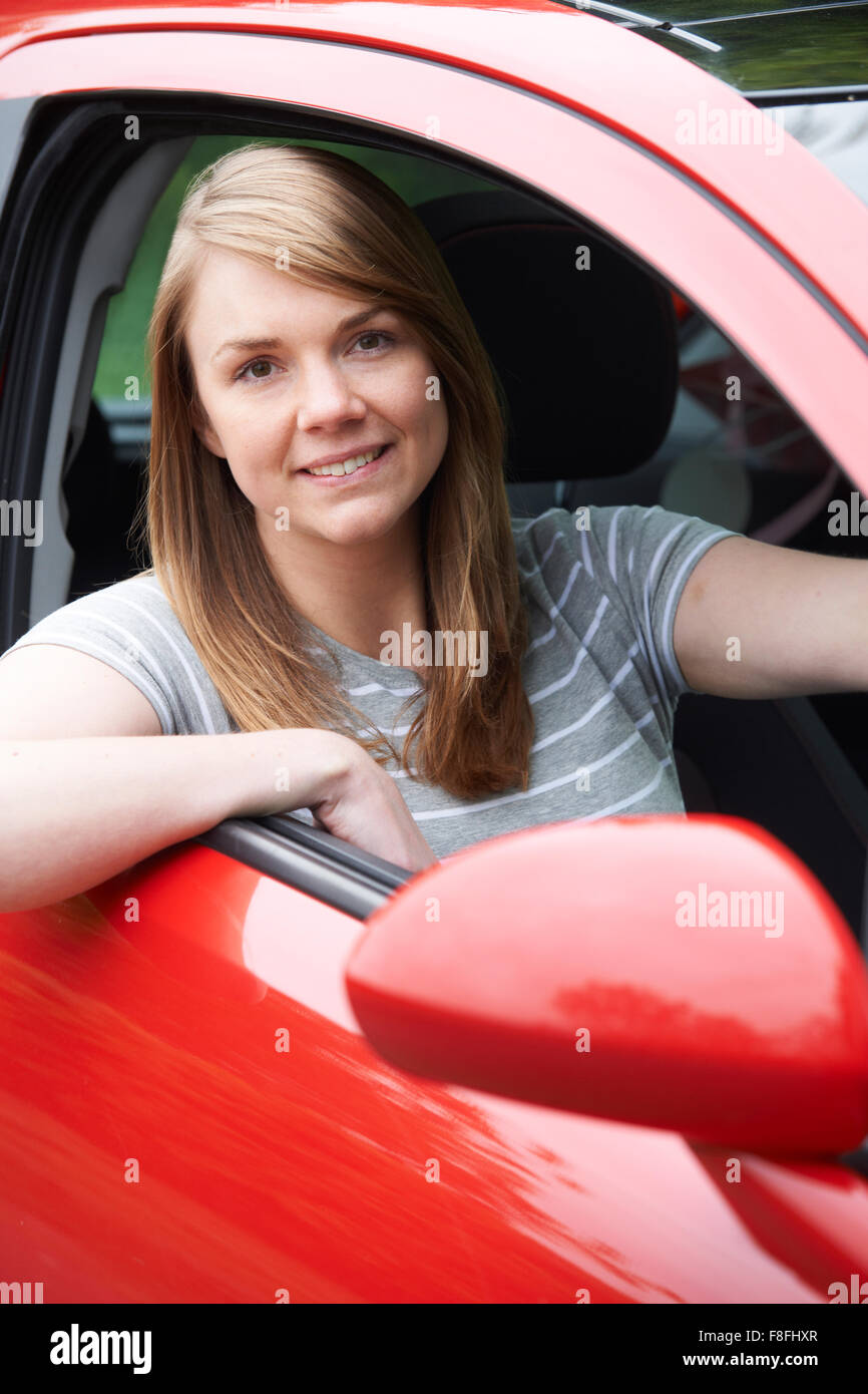 Portrait Of Young Female Driver In Car Stock Photo - Alamy