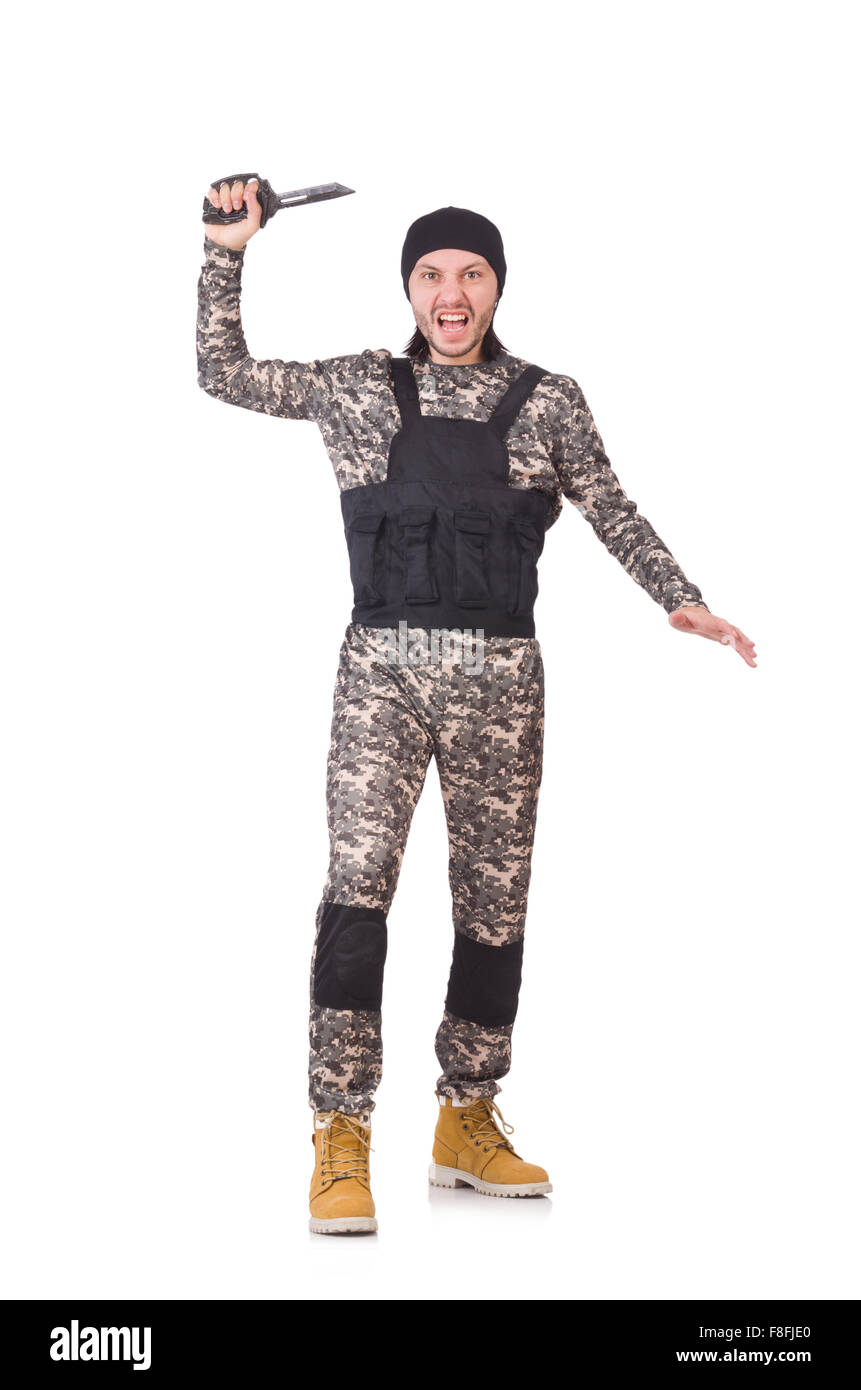 Angry man holding knife Cut Out Stock Images & Pictures - Alamy