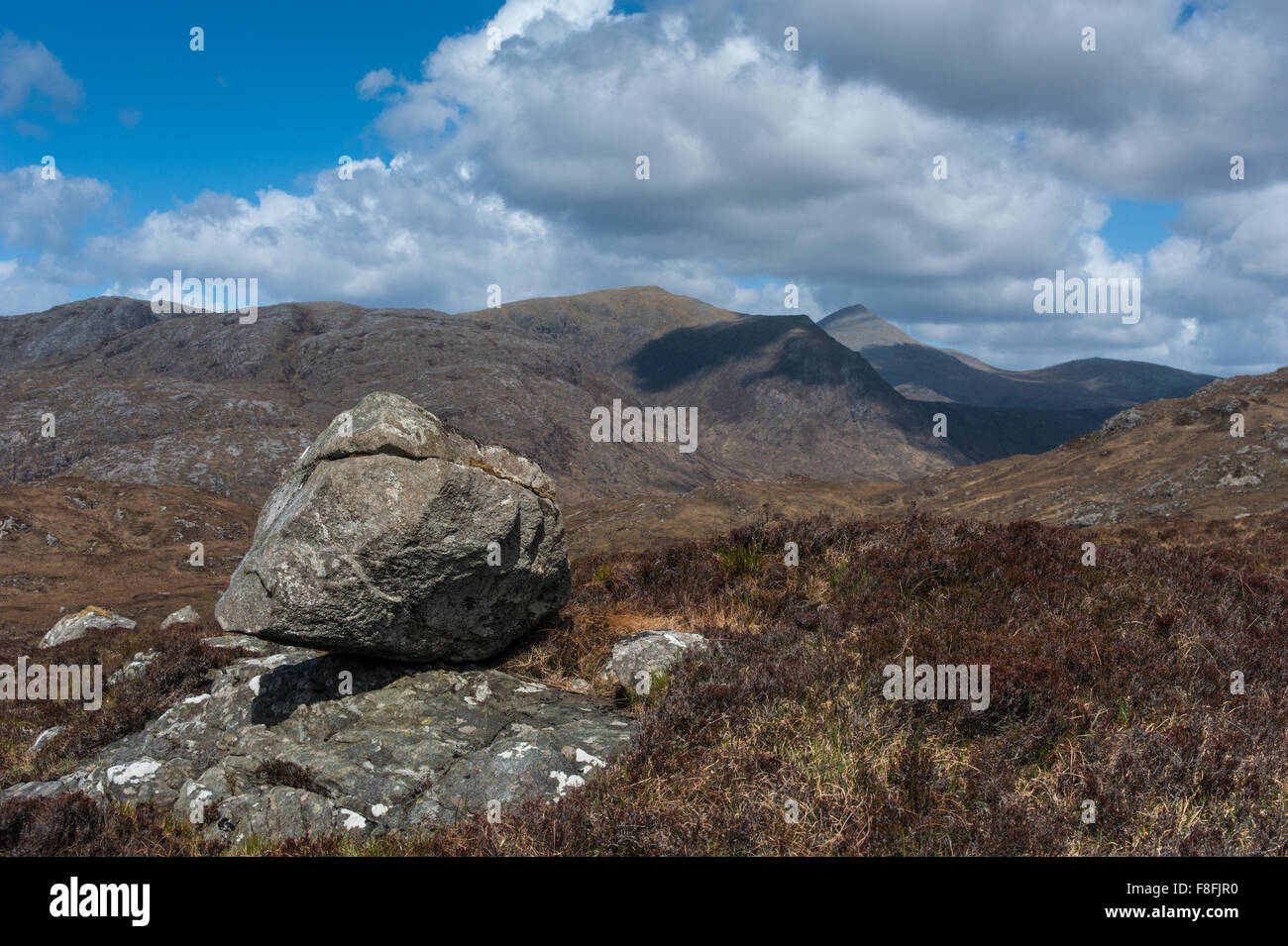 Looking across Glen Laxdale towards Clisham on the Hebridean Isle of ...