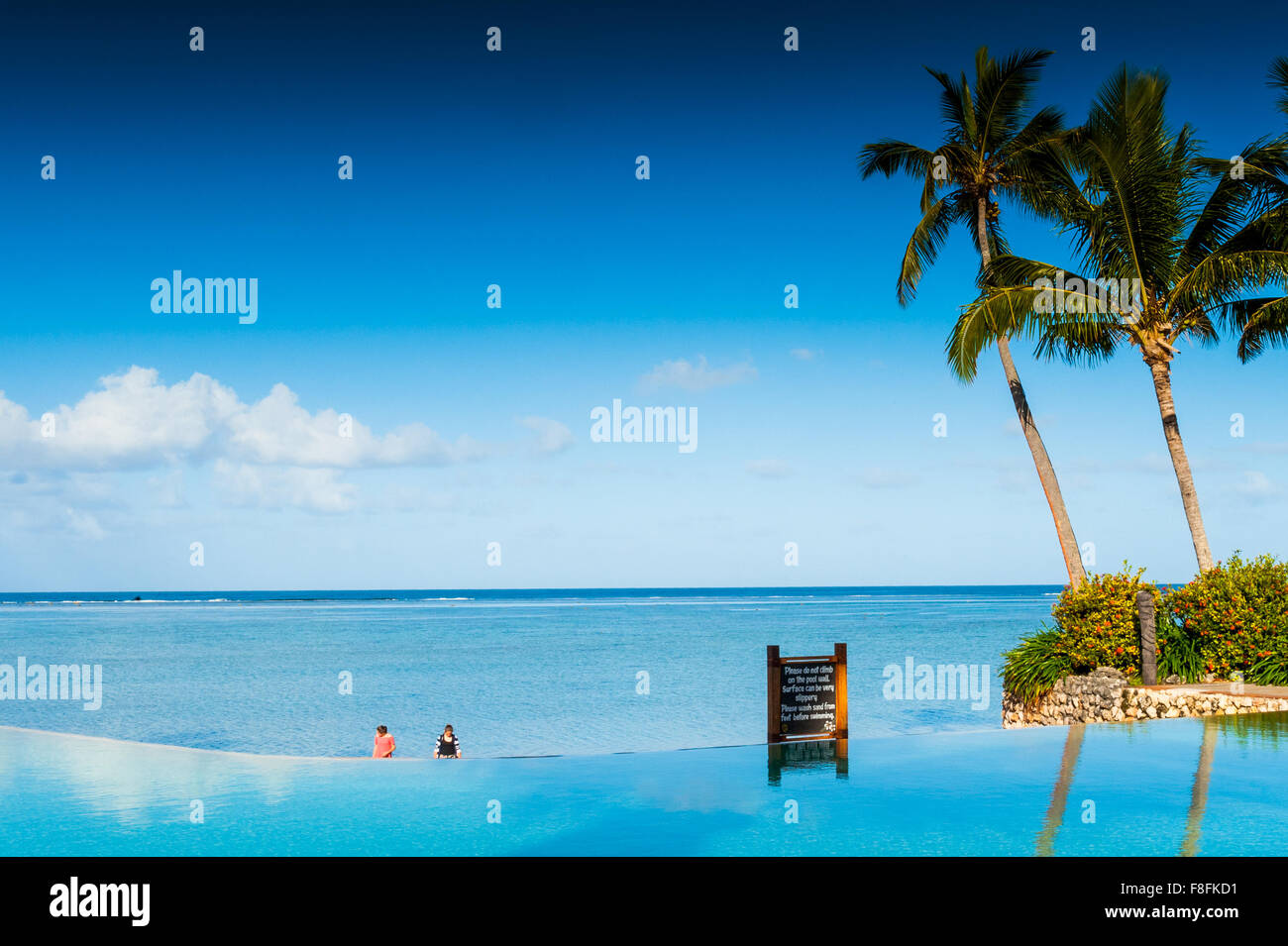 A stunning infinity swimming pool and beach on the tropical Island of ...