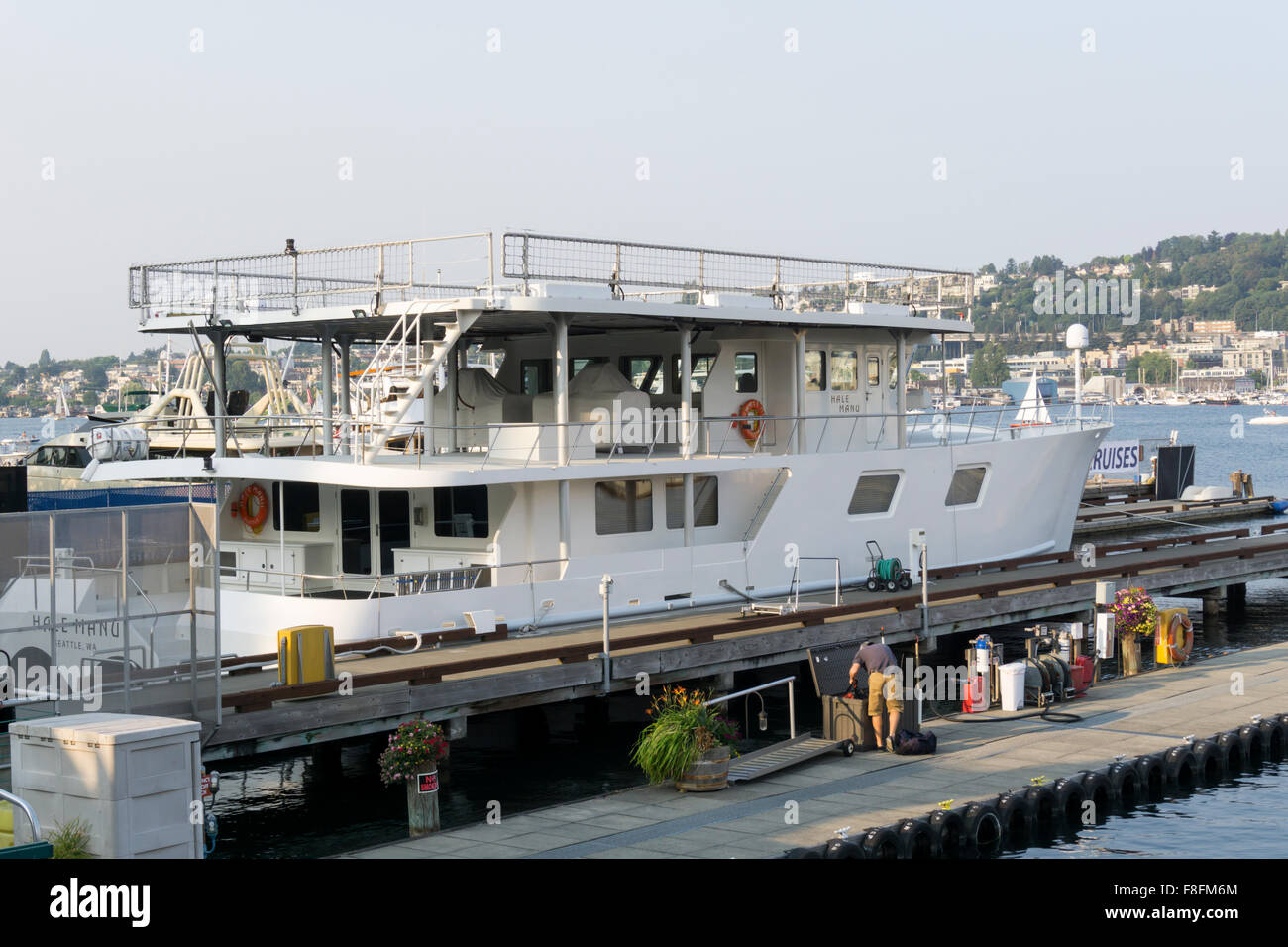Bill Gates' floating heliport, the MV Hale Manu, moored in Seattle ...