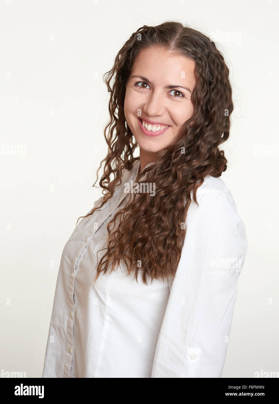 happy woman portrait on white Stock Photo - Alamy