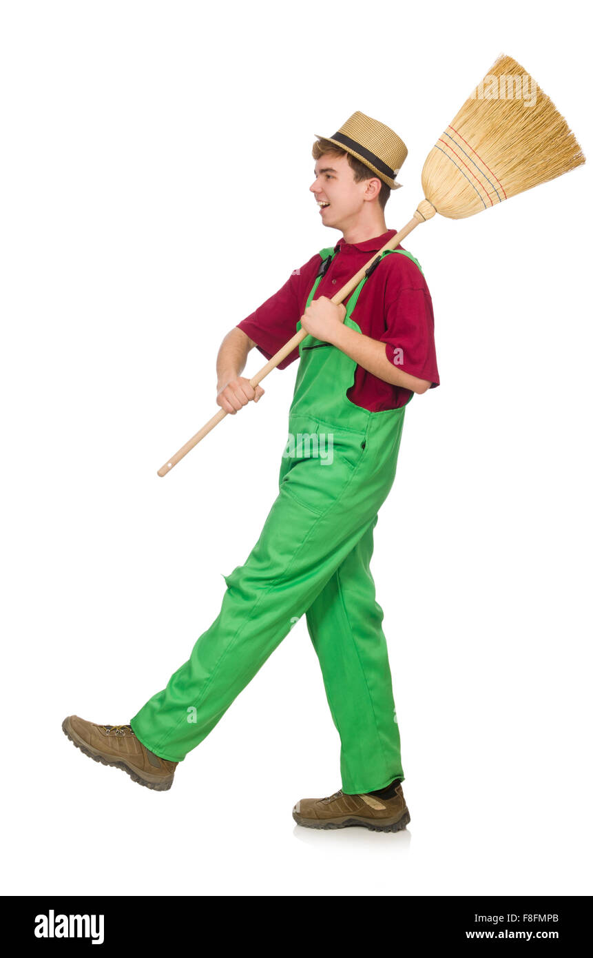 Man janitor isolated on the white Stock Photo - Alamy