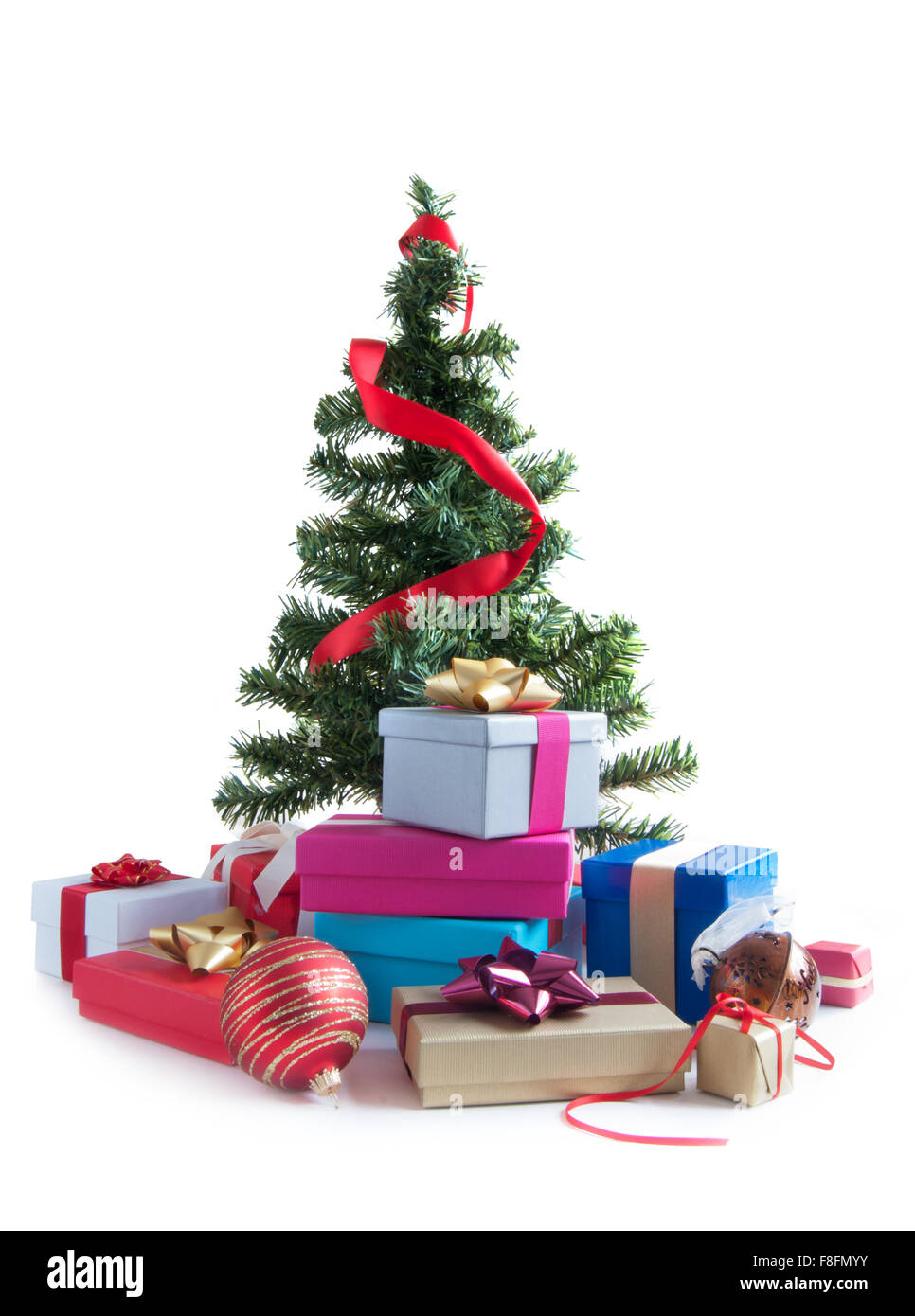 Gift wrapped boxes tree Cut Out Stock Images & Pictures - Alamy