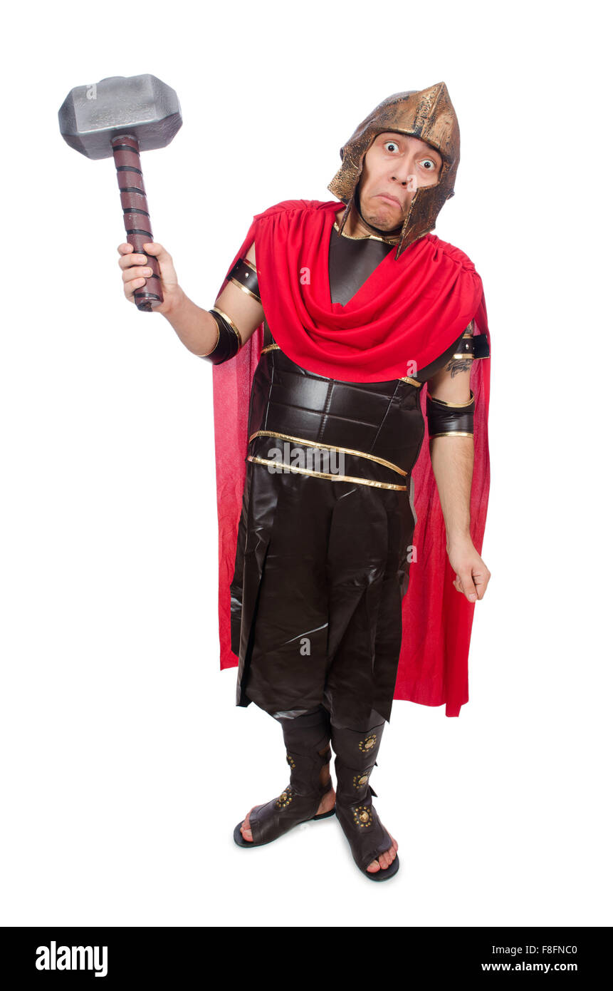 Gladiator with hammer isolated on white Stock Photo - Alamy