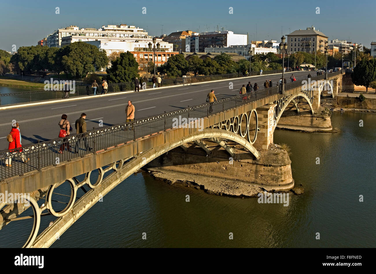 Isabel II bridge or Triana bridge. Guadalquivir river. Seville ...