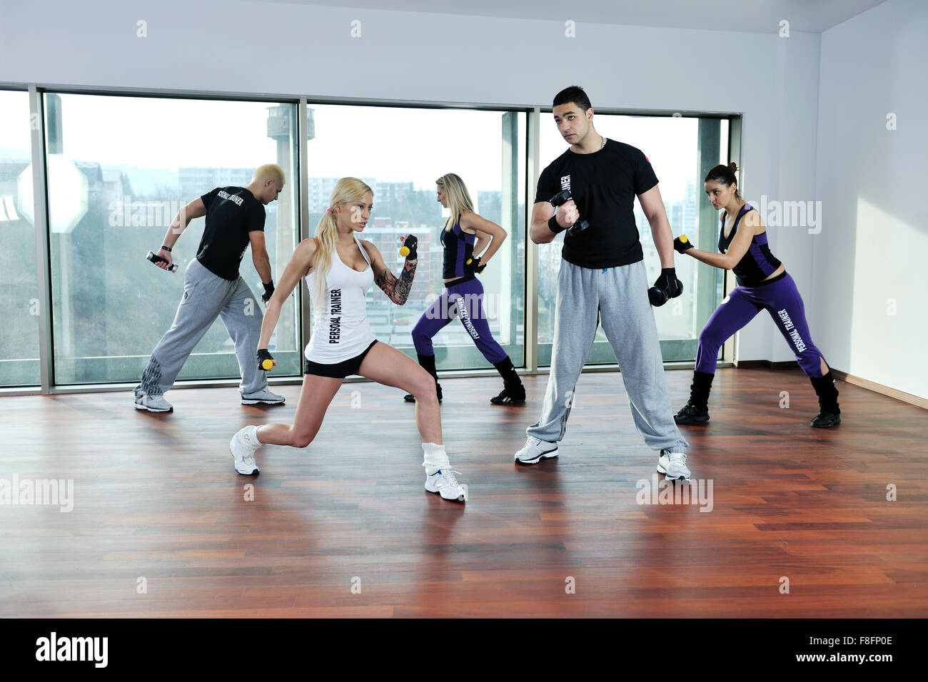 young healthy people group exercise fitness and get fit Stock Photo - Alamy