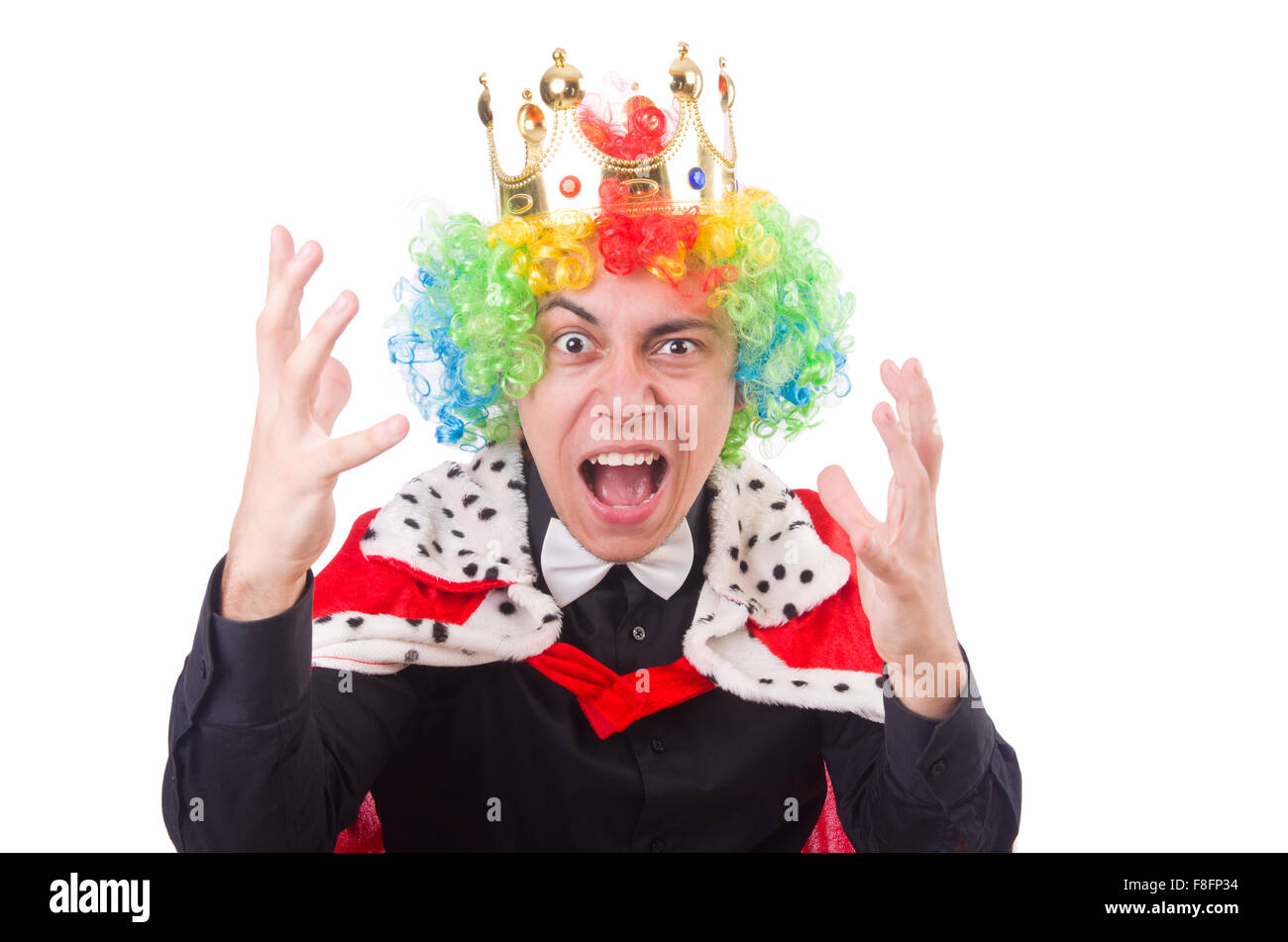 Businessman with crown isolated on white Stock Photo - Alamy