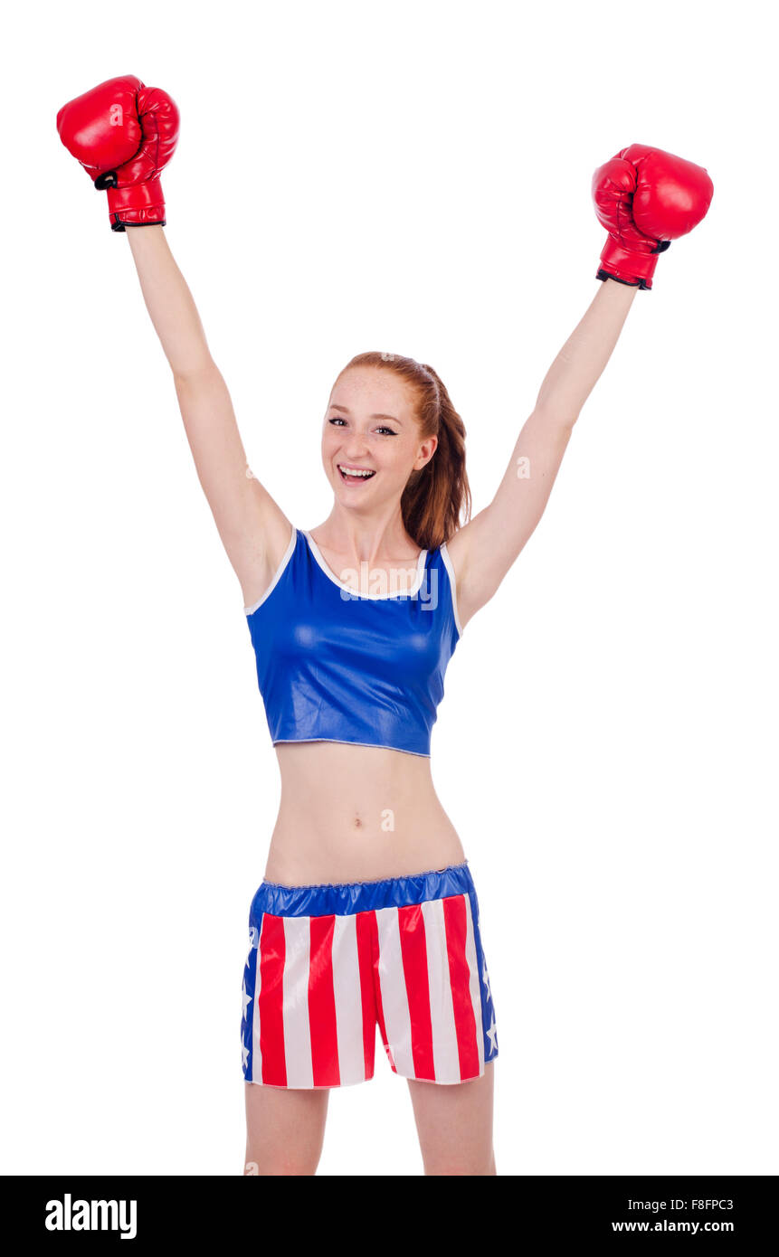 Woman boxer in uniform with US symbols Stock Photo - Alamy