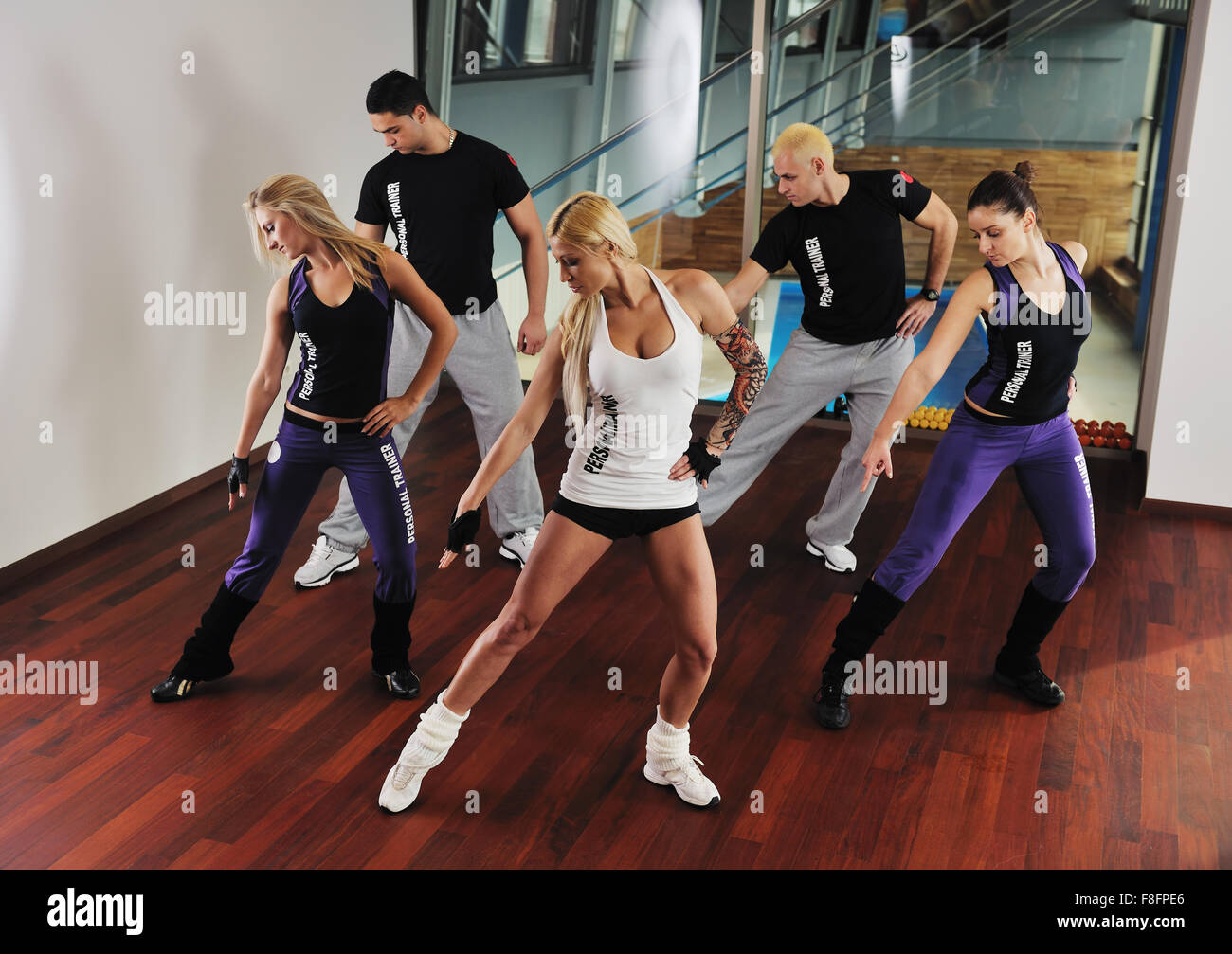 young healthy people group exercise fitness and get fit Stock Photo - Alamy