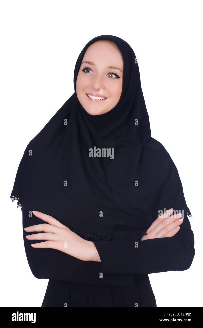 Woman with muslim burqa isolated on white Stock Photo - Alamy