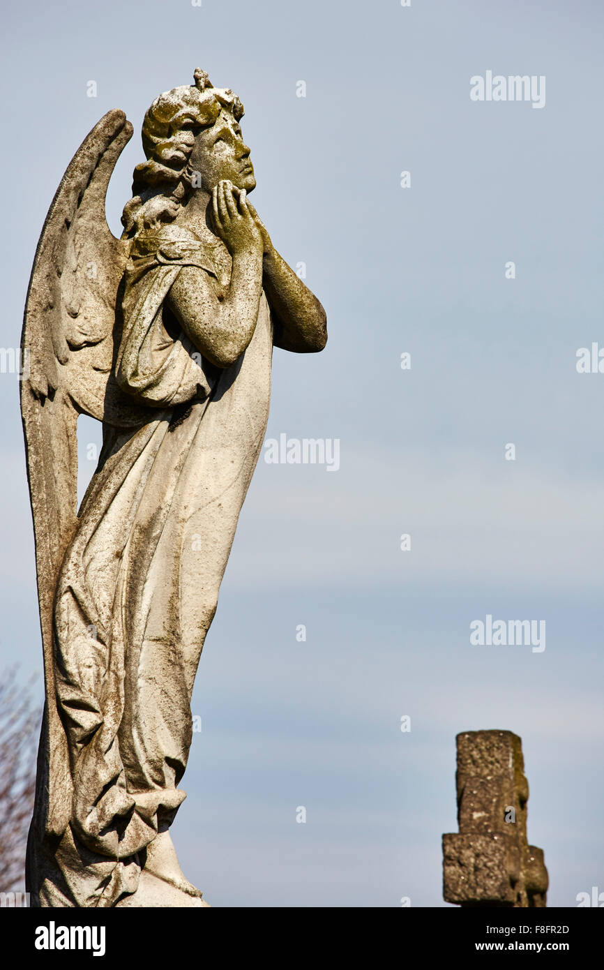 Historic stone sculpture depicting an angel in Church Cemetery ...