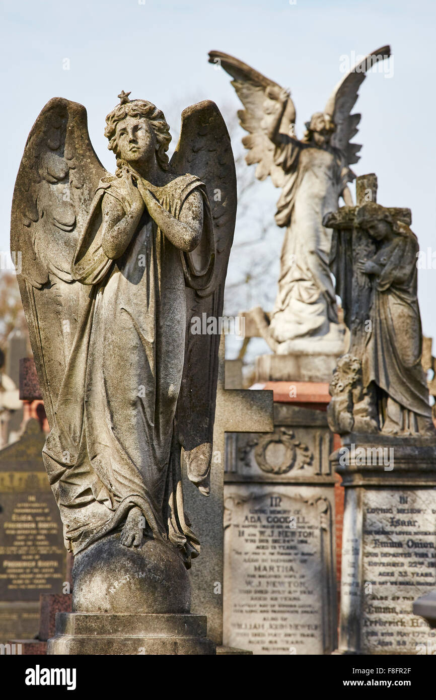 Historic stone sculpture depicting an angel in Church Cemetery ...