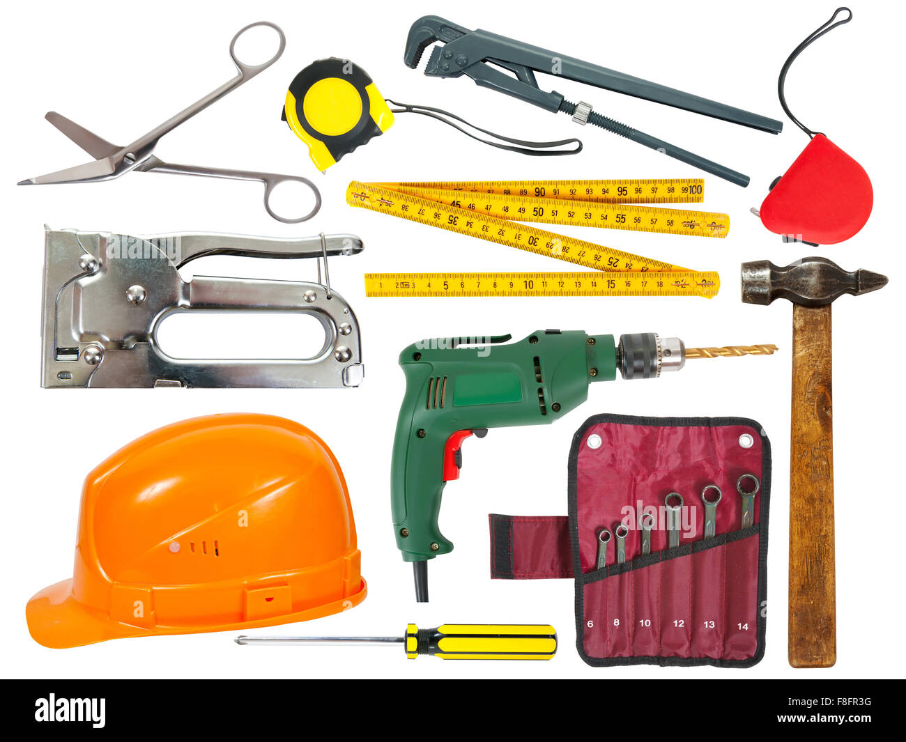 set of working tools over white background with clipping path Stock ...
