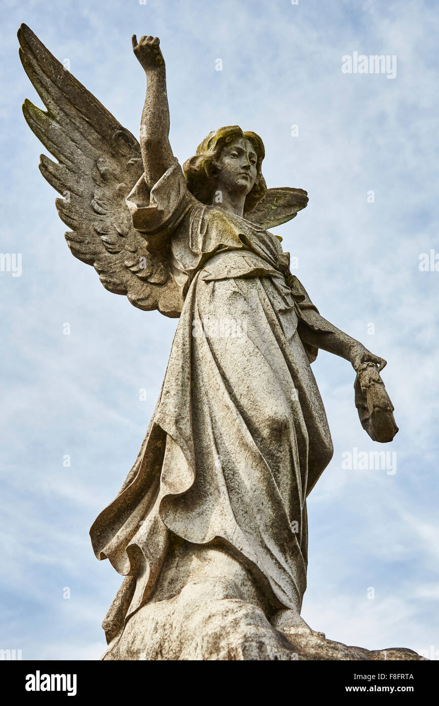Historic stone sculpture depicting an angel in Church Cemetery ...