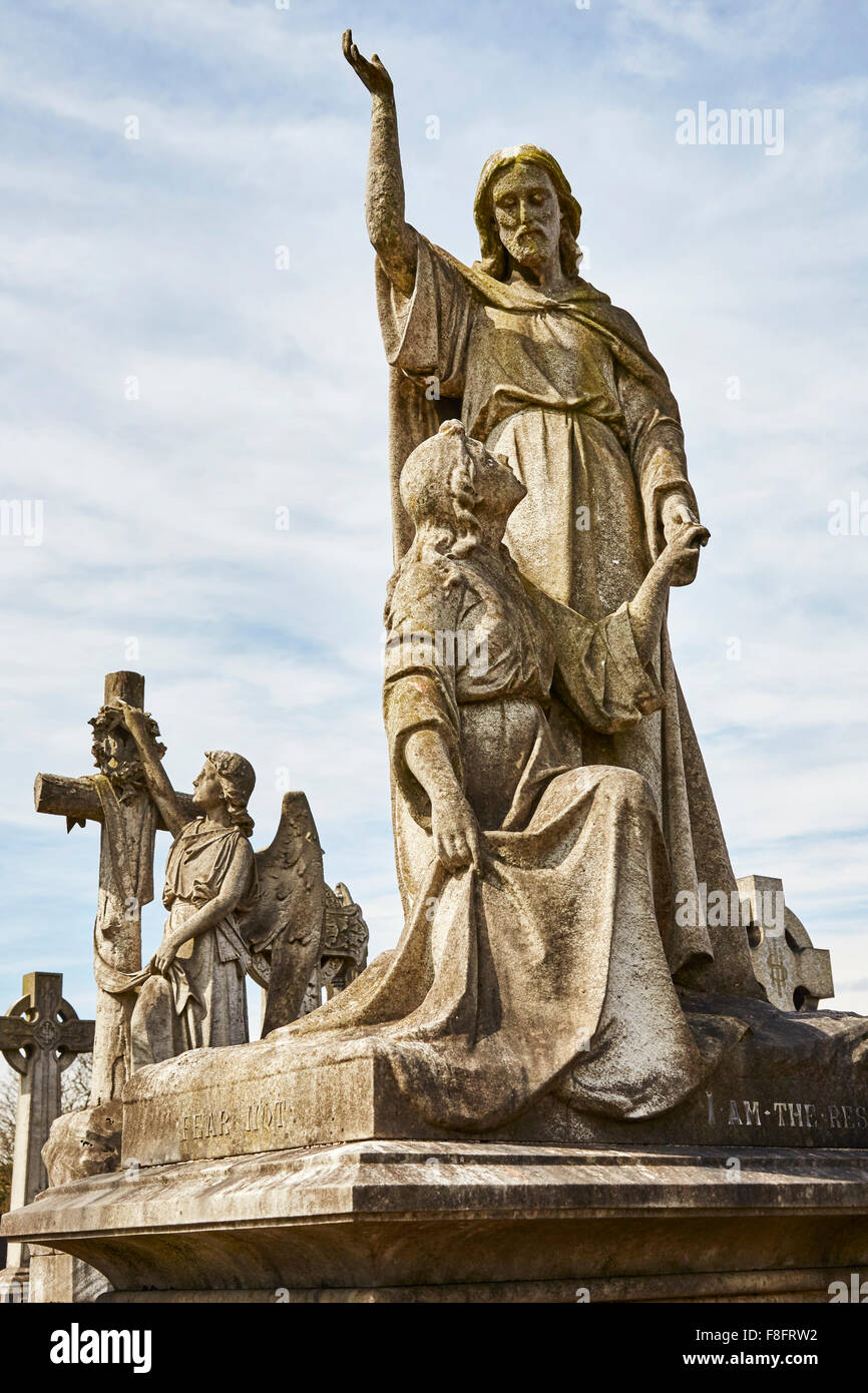 Historic stone sculpture depicting Jesus in Church Cemetery, Nottingham ...
