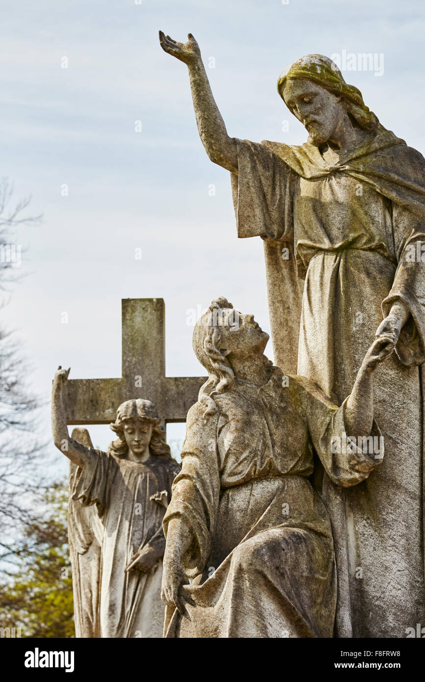 Historic stone sculpture depicting Jesus in Church Cemetery, Nottingham ...