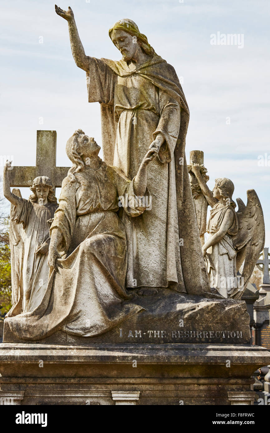 Historic stone sculpture depicting Jesus in Church Cemetery, Nottingham ...