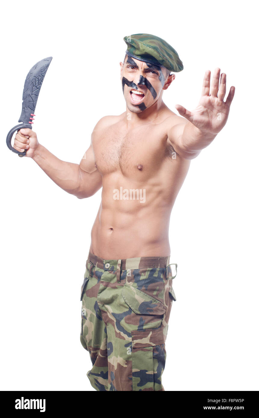 Soldier isolated on the white background Stock Photo - Alamy