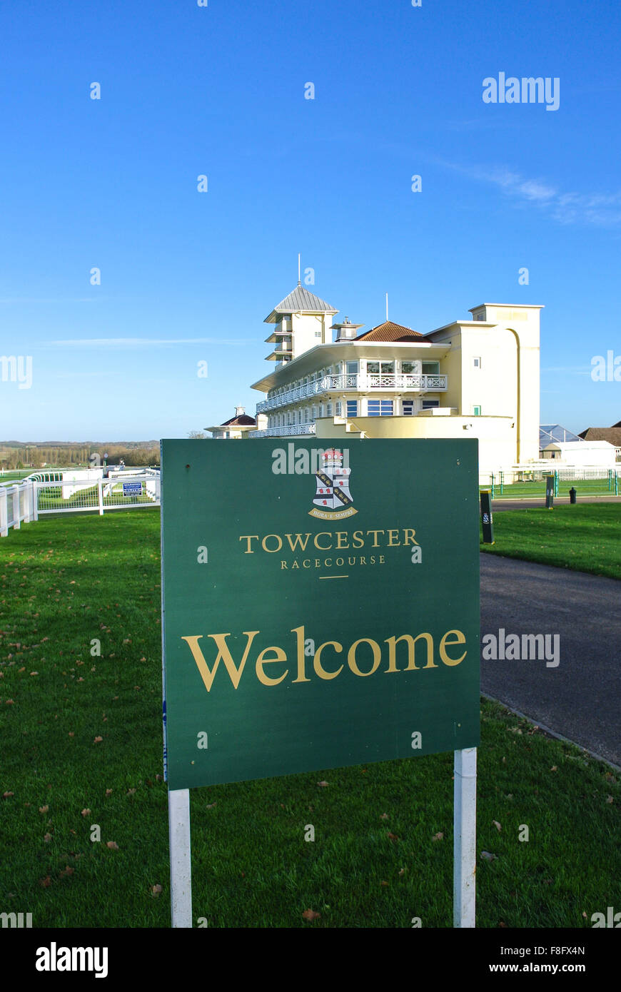 Towcester Race course sign Stock Photo - Alamy