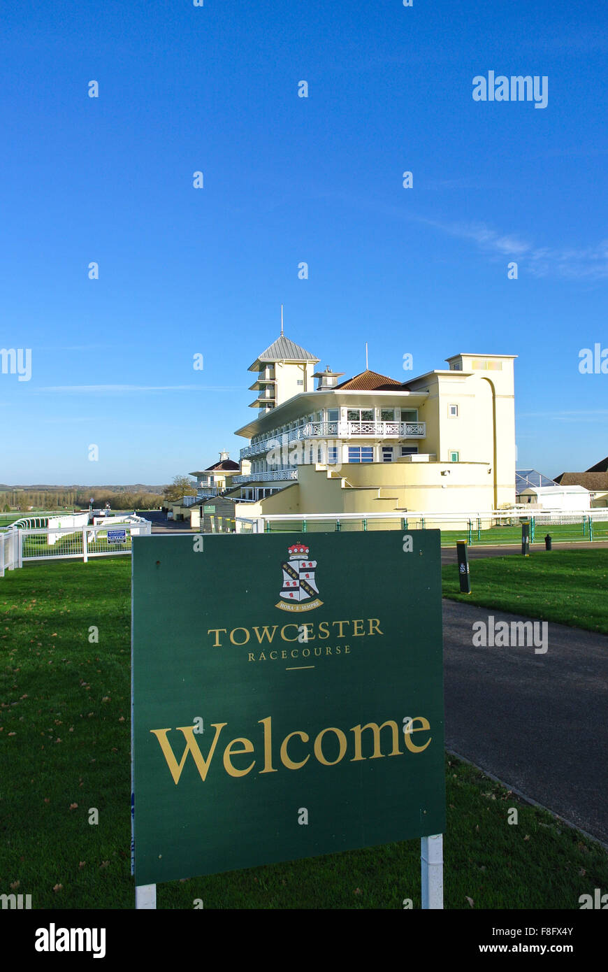Towcester Race course sign Stock Photo - Alamy