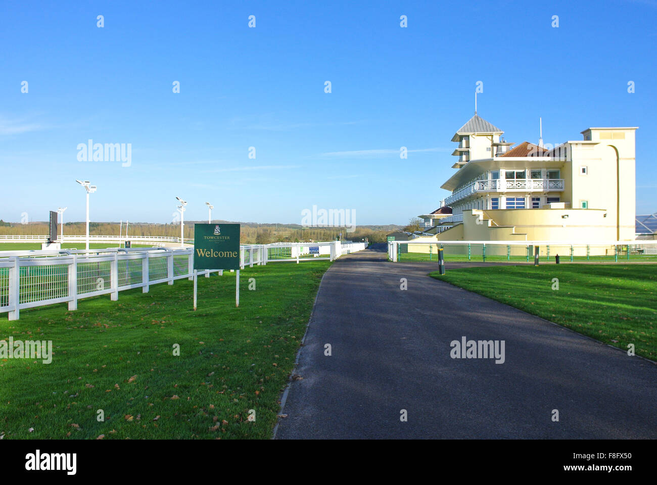 Towcester Race course sign Stock Photo - Alamy