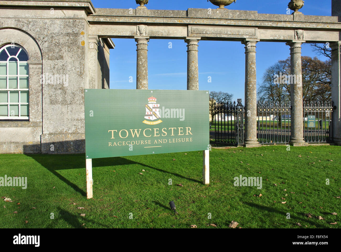 Towcester Race course sign Stock Photo - Alamy