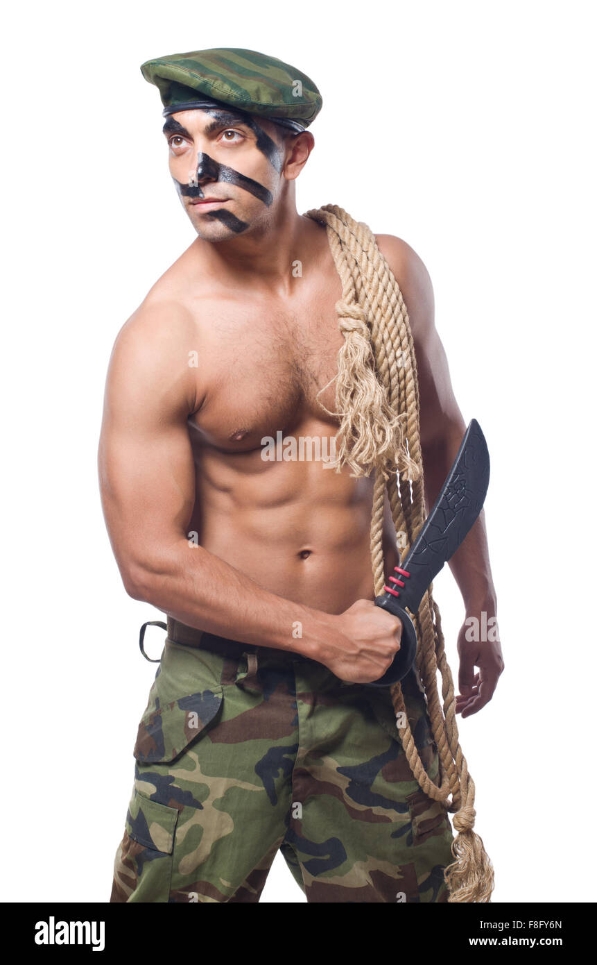 Soldier isolated on the white background Stock Photo - Alamy