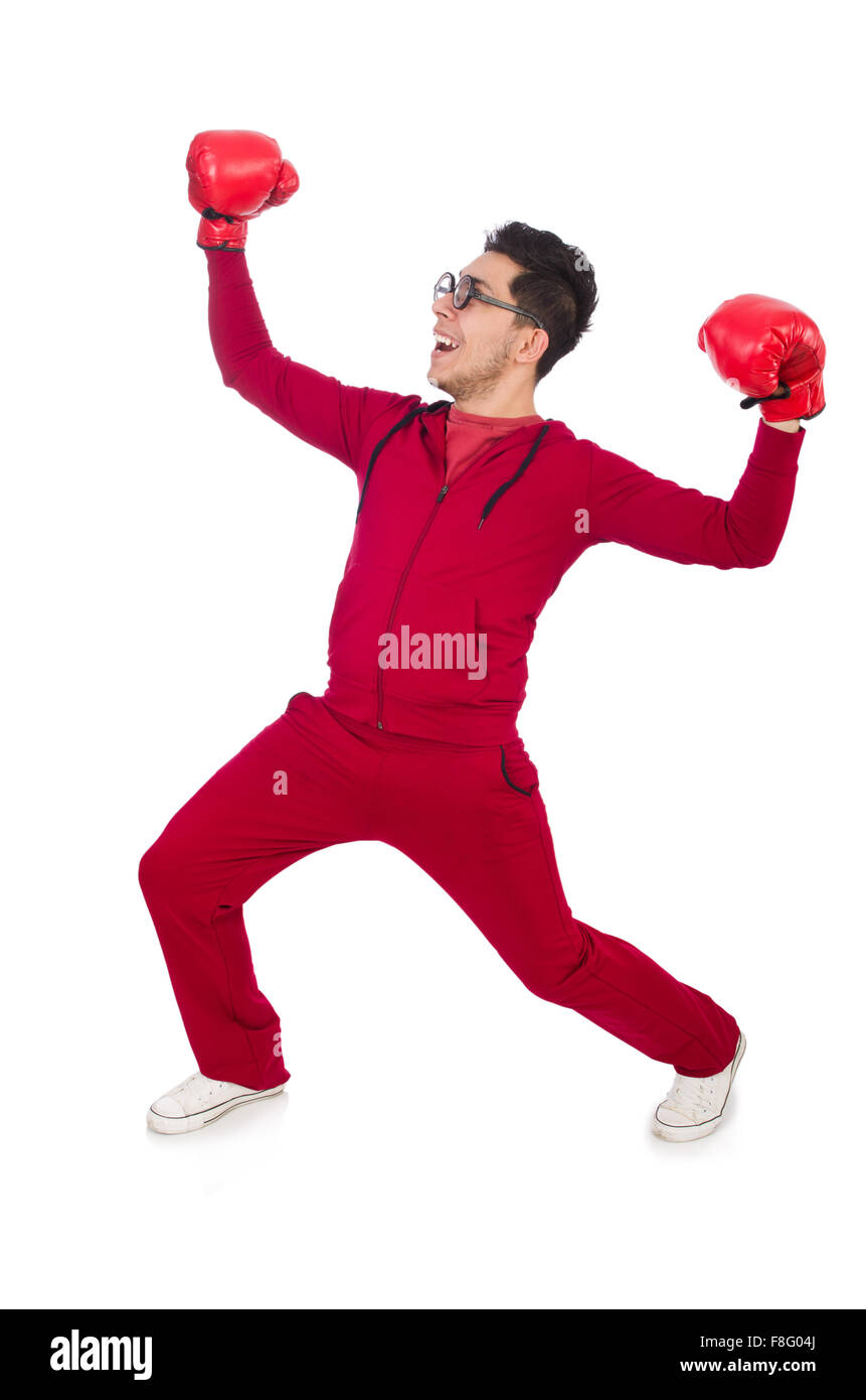 Funny boxer isolated on white Stock Photo - Alamy
