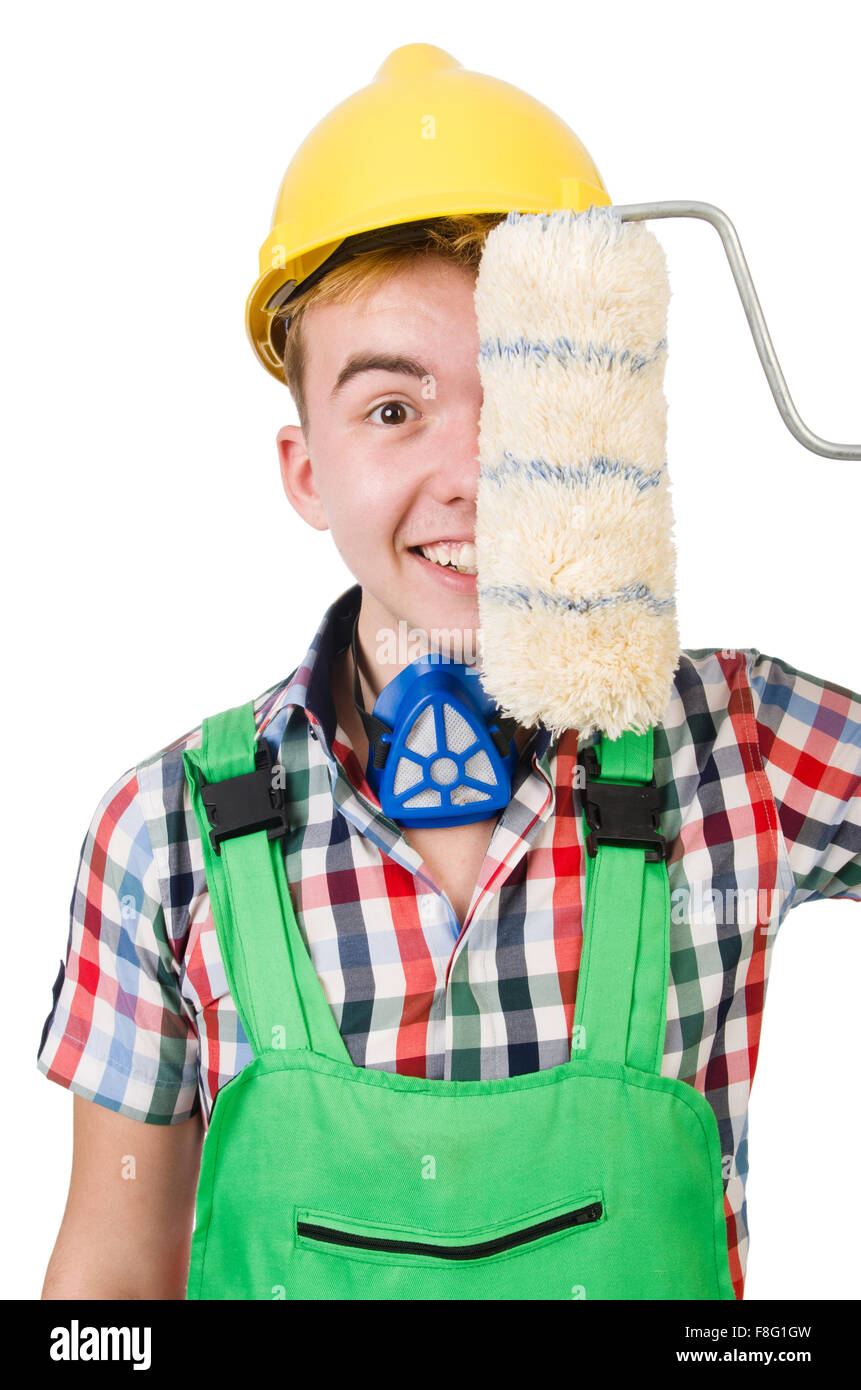 Funny painter isolated on white Stock Photo - Alamy